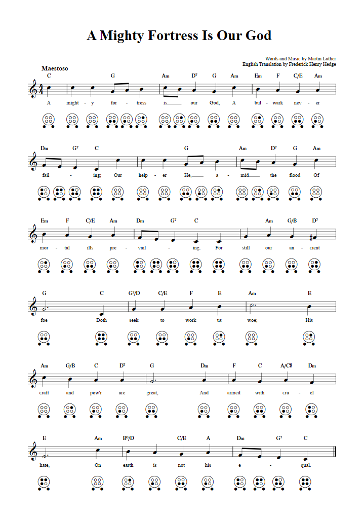 A Mighty Fortress Is Our God: Chords, Sheet Music, and Tab for 6 Hole ... A Mighty Fortress Is Our God: Chords, Sheet Music, and Tab for 6 Hole ...