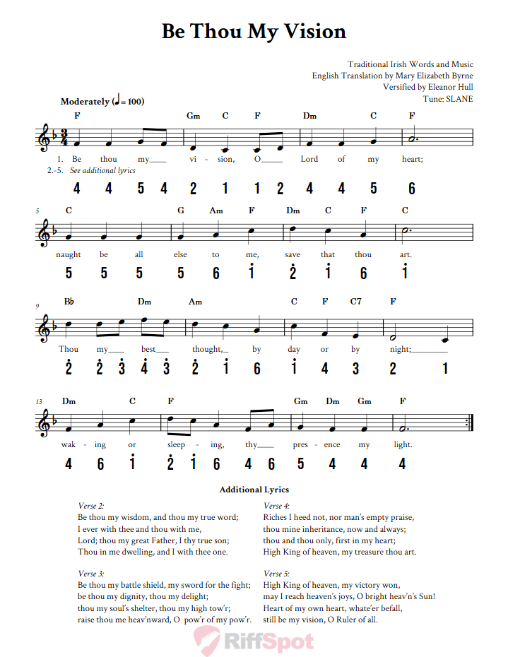 Be Thou My Vision: Chords, Sheet Music, and Tab for Kalimba with Lyrics Be Thou My Vision: Chords, Sheet Music, and Tab for Kalimba with Lyrics
