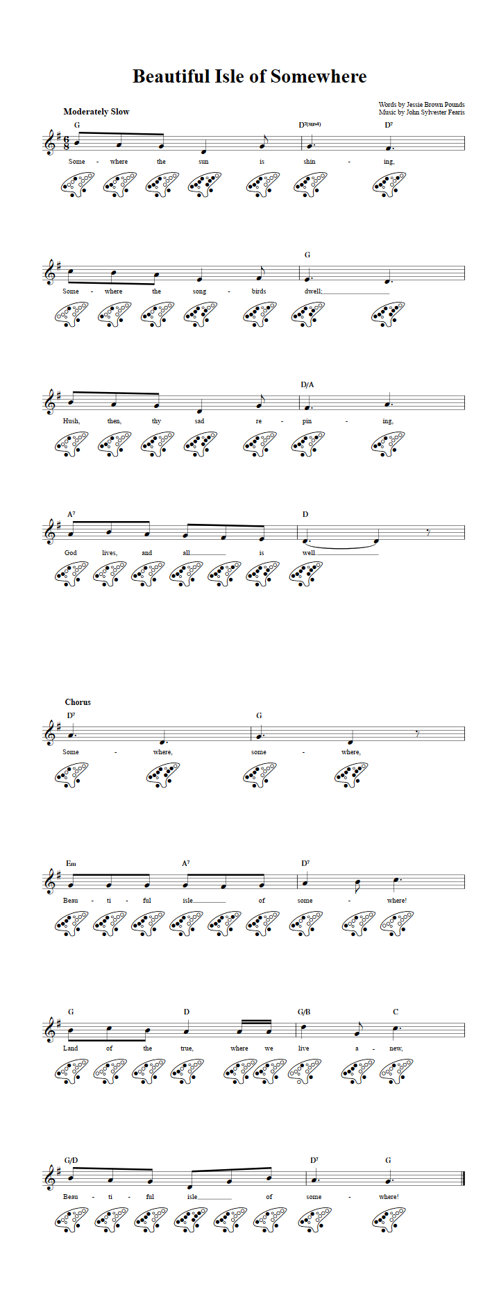 Beautiful Isle Of Somewhere Chords Sheet Music And Tab For 12 Hole