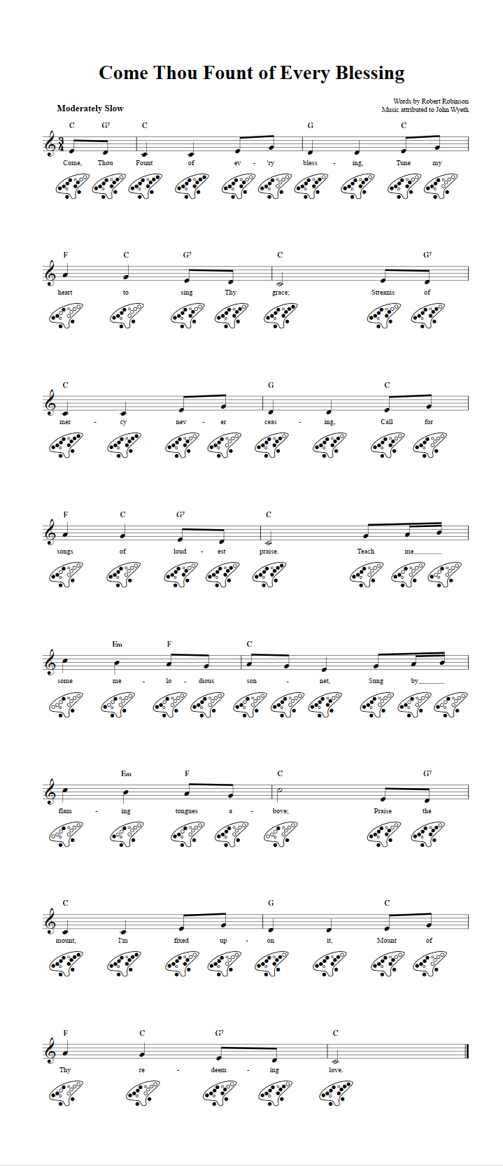 Come Thou Fount of Every Blessing: Chords, Sheet Music, and Tab for 12 ...