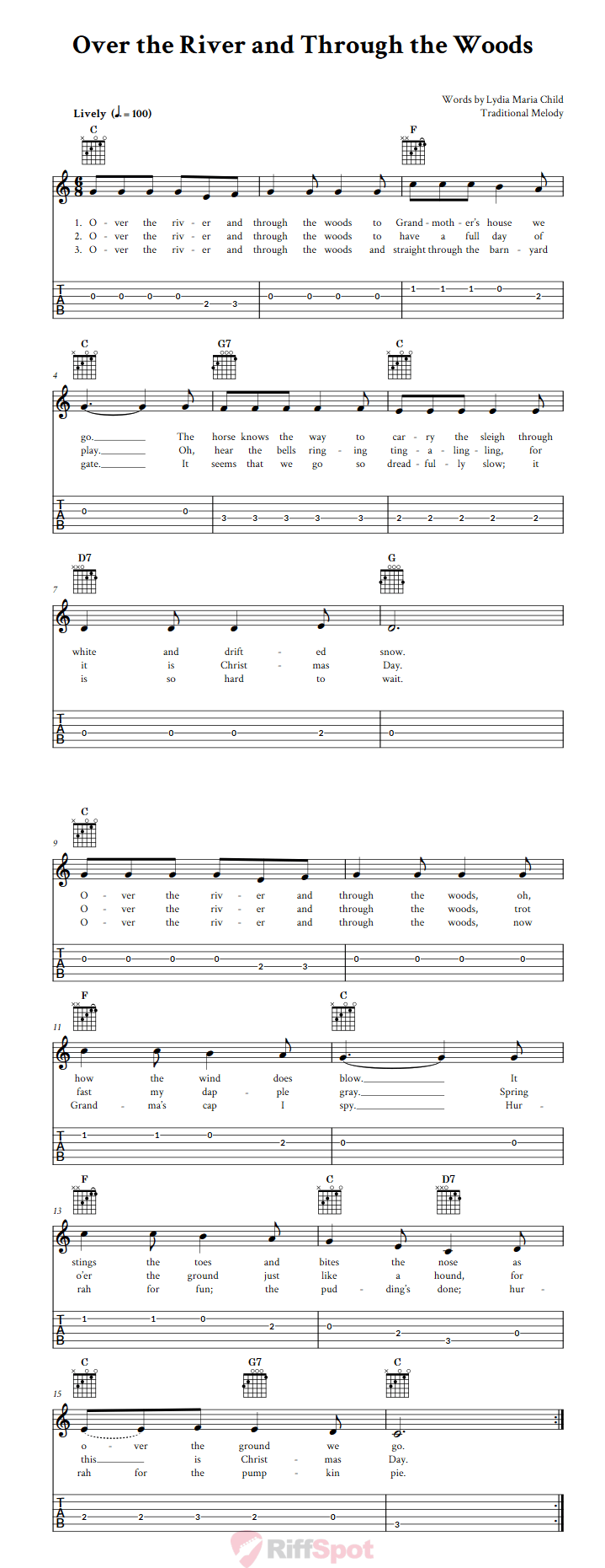 Over the River and Through the Woods: Chords, Sheet Music, and Tab for ...